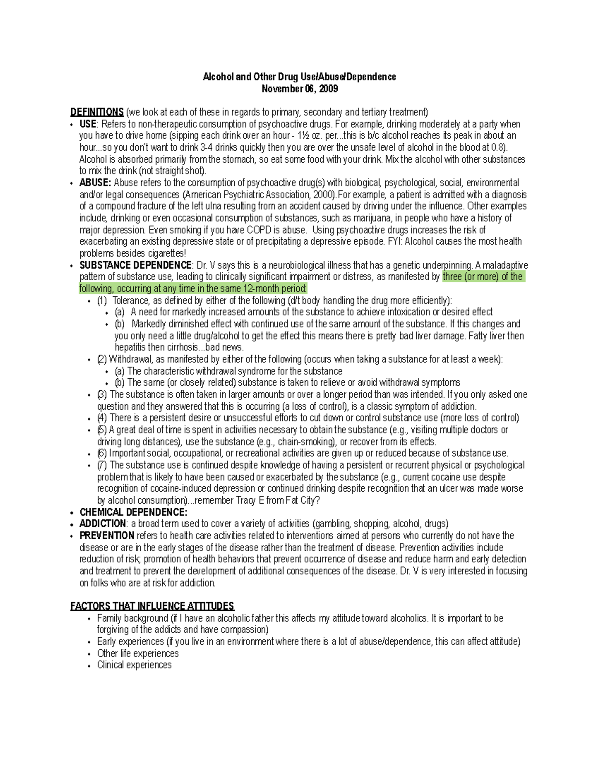 Final Exam Notes on Substance Abuse and Addiction 12 - Studocu