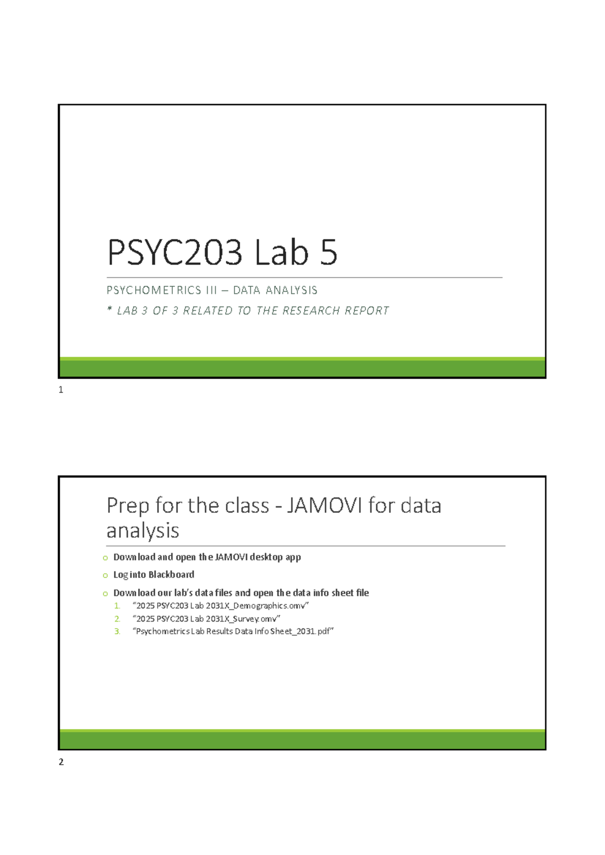 PSYC203 Lab 5: Psychometrics Data Analysis Guide for Research Report - Studocu