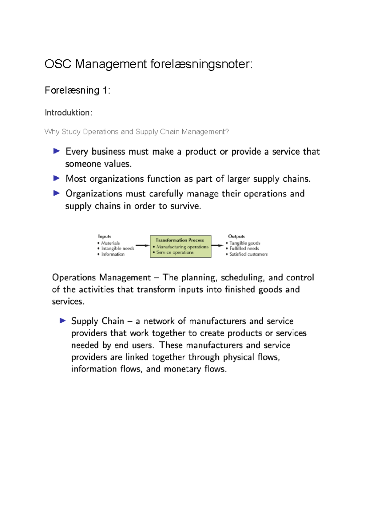 OSC Management Lecture Notes: Introduction to Operations & Supply Chain ...