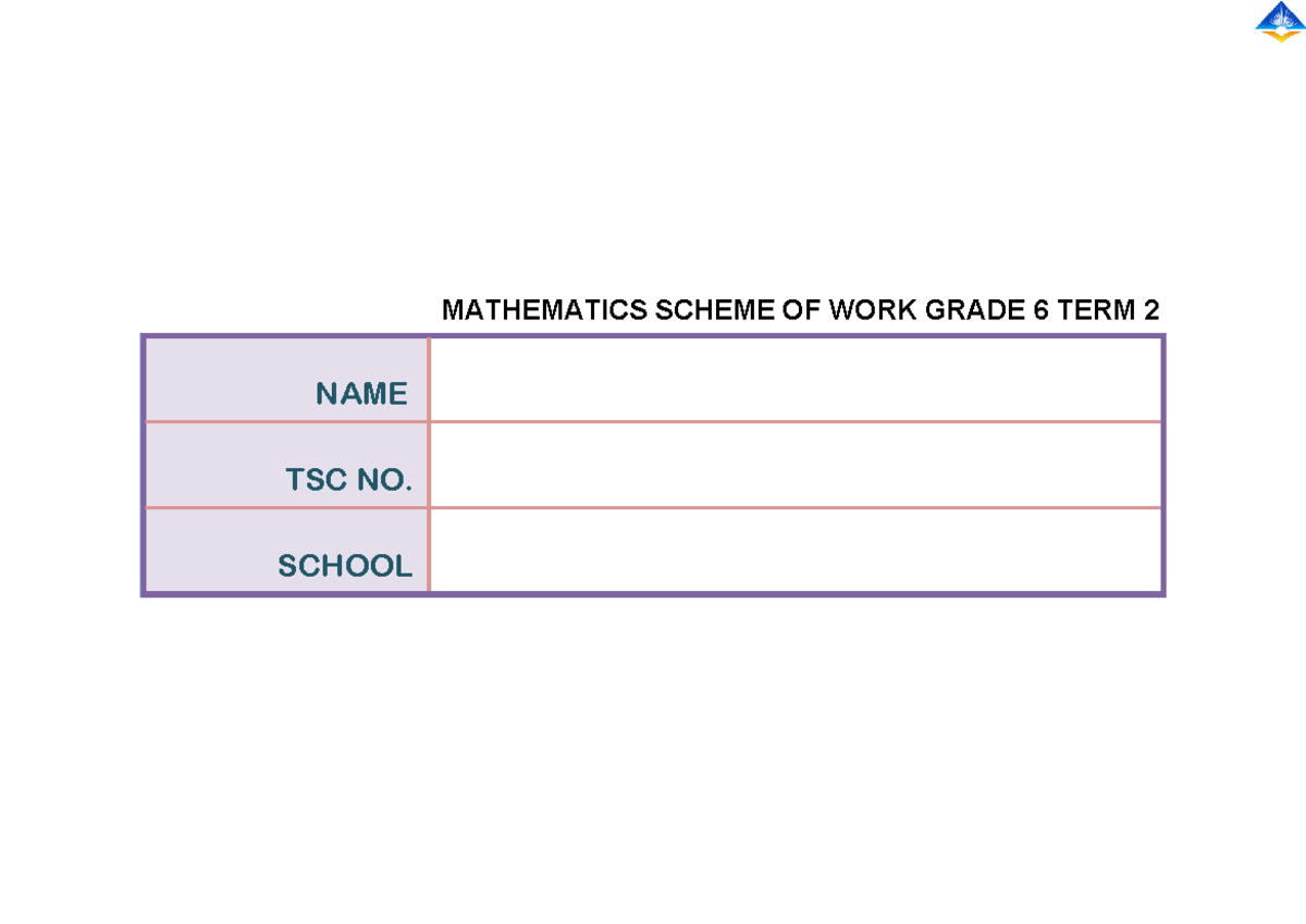 MAT GD 6 TERM 2 Mathematics Scheme of Work: Measurement & Mass - Studocu