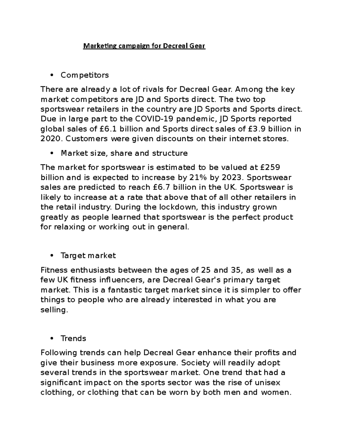 Marketing Campaign Analysis for Decreal Gear: Competitors & Trends ...
