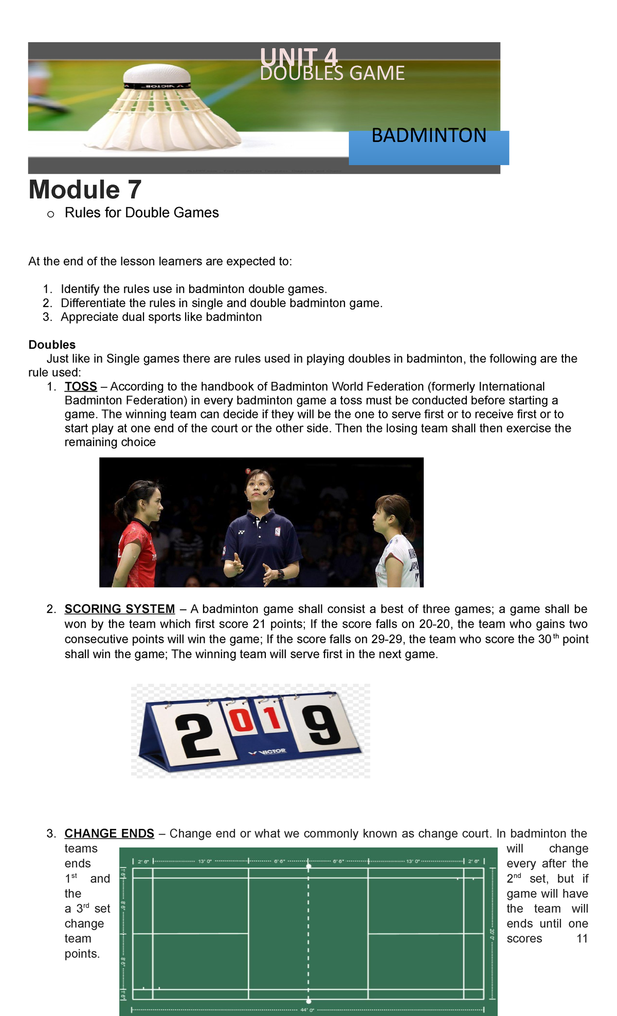 PE-3-Module-7- Rules-FOR- Double- Games - Module 7 o Rules for Double ...