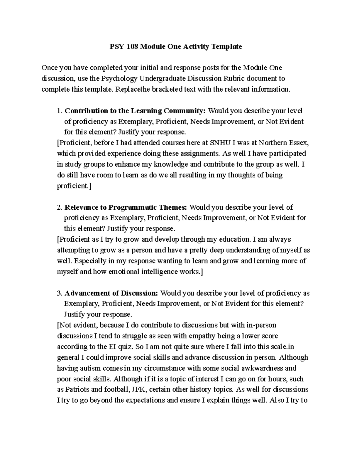 PSY 108 Module One Activity Template - PSY 108 Module One Activity ...