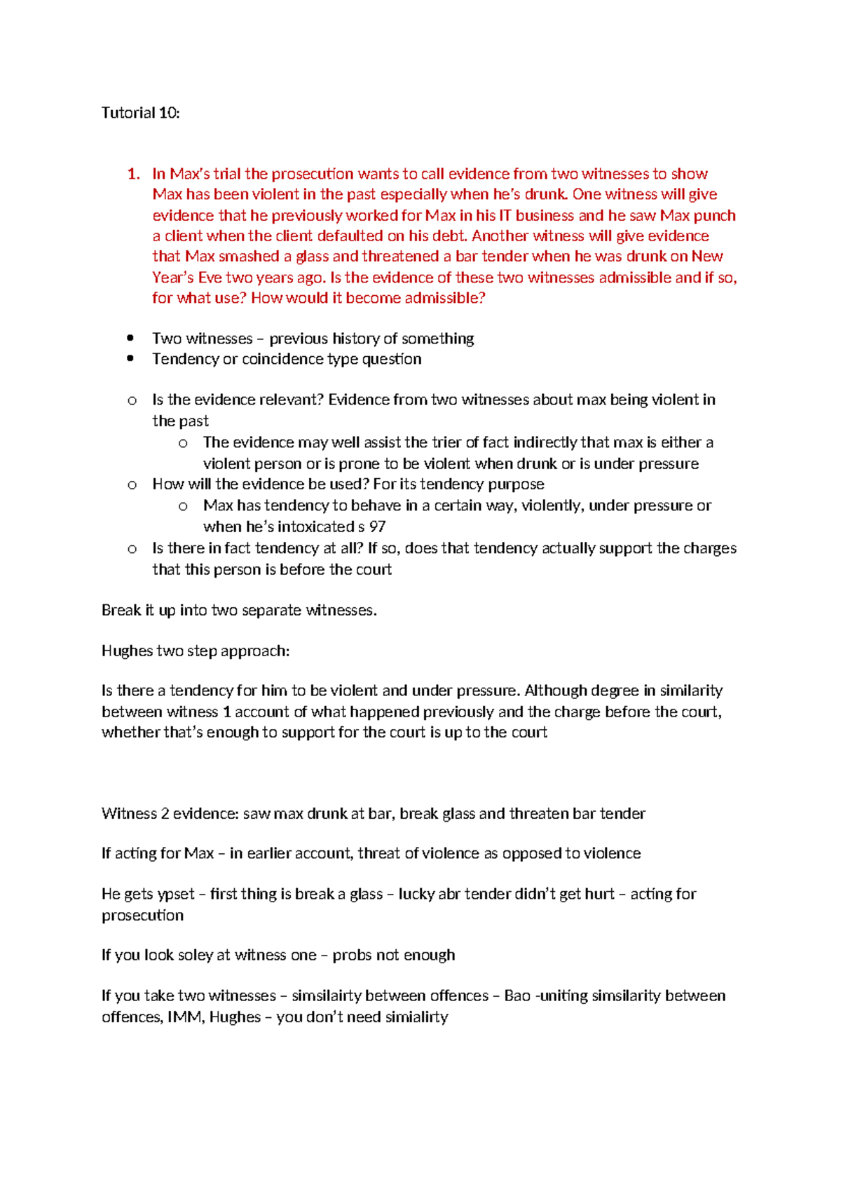 Tutorial 10: Admissibility of Witness Evidence in Violent Behavior ...