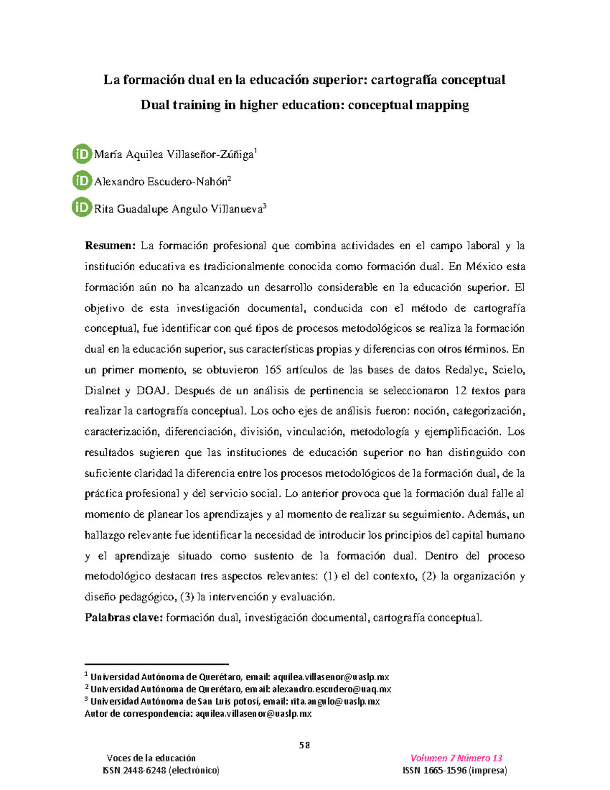 Modalidad Dual en Educación Superior: Mapeo Conceptual y Metodológico ...
