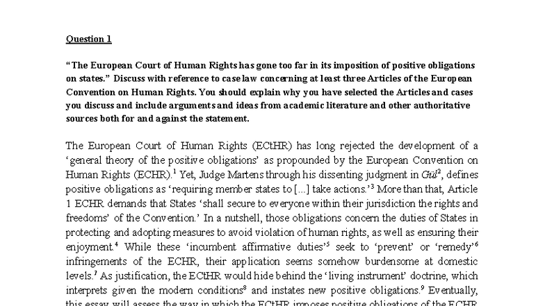Final Summative UK and International Human Rights - Question 1 “The ...