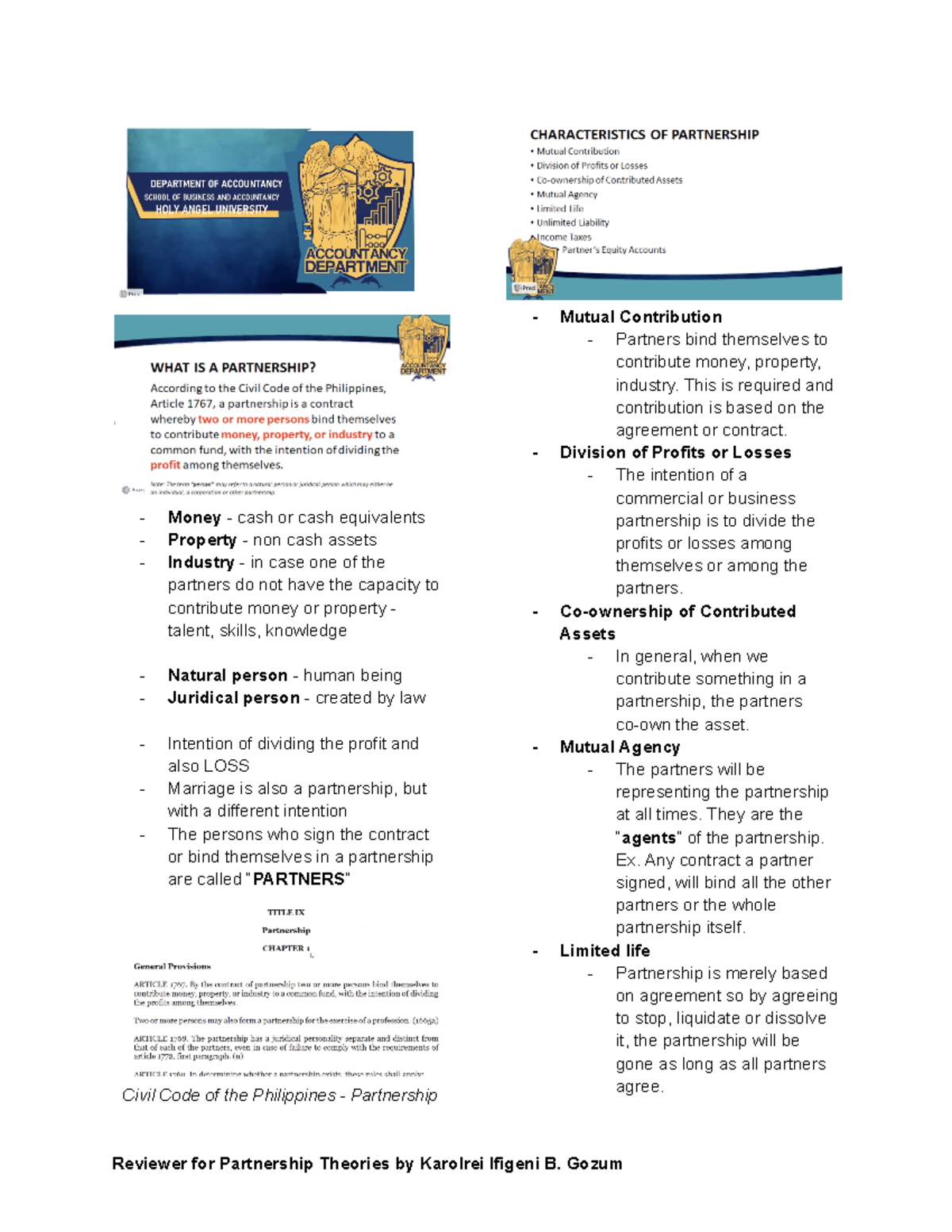 Partnership Theories Review: Key Concepts and Legal Frameworks - Studocu