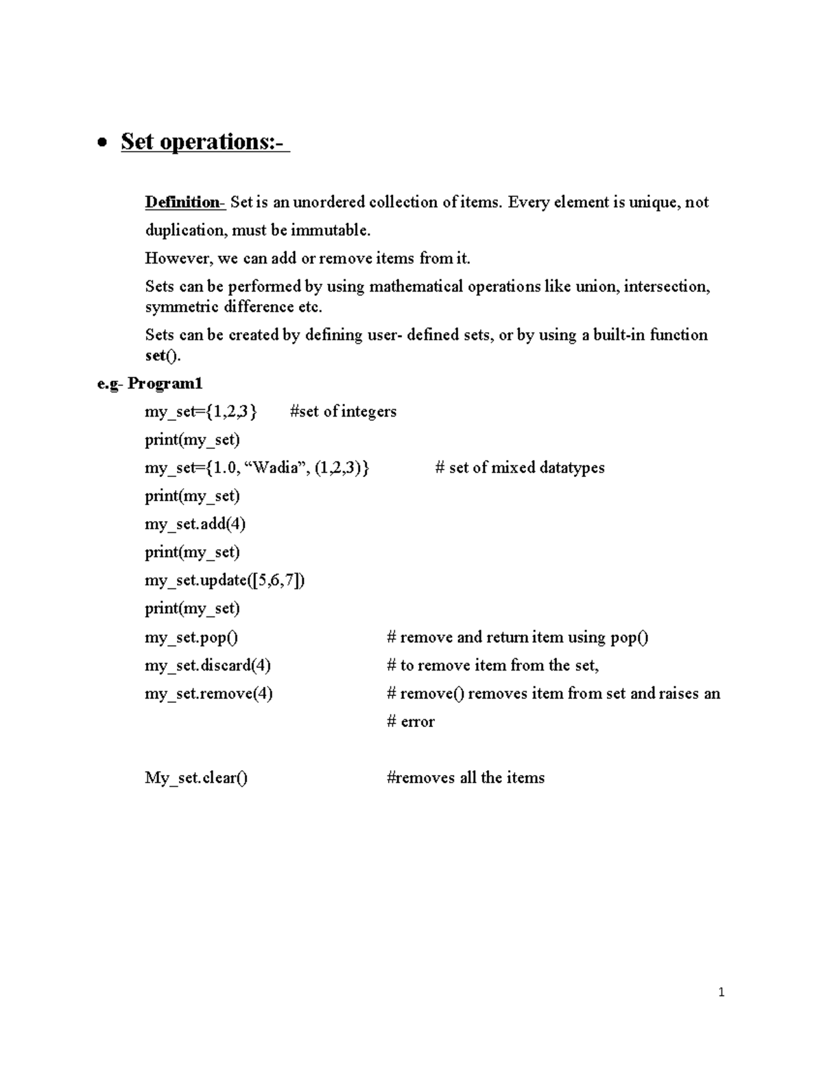 Python Set Operations: Union, Intersection, and More - PPT - Studocu