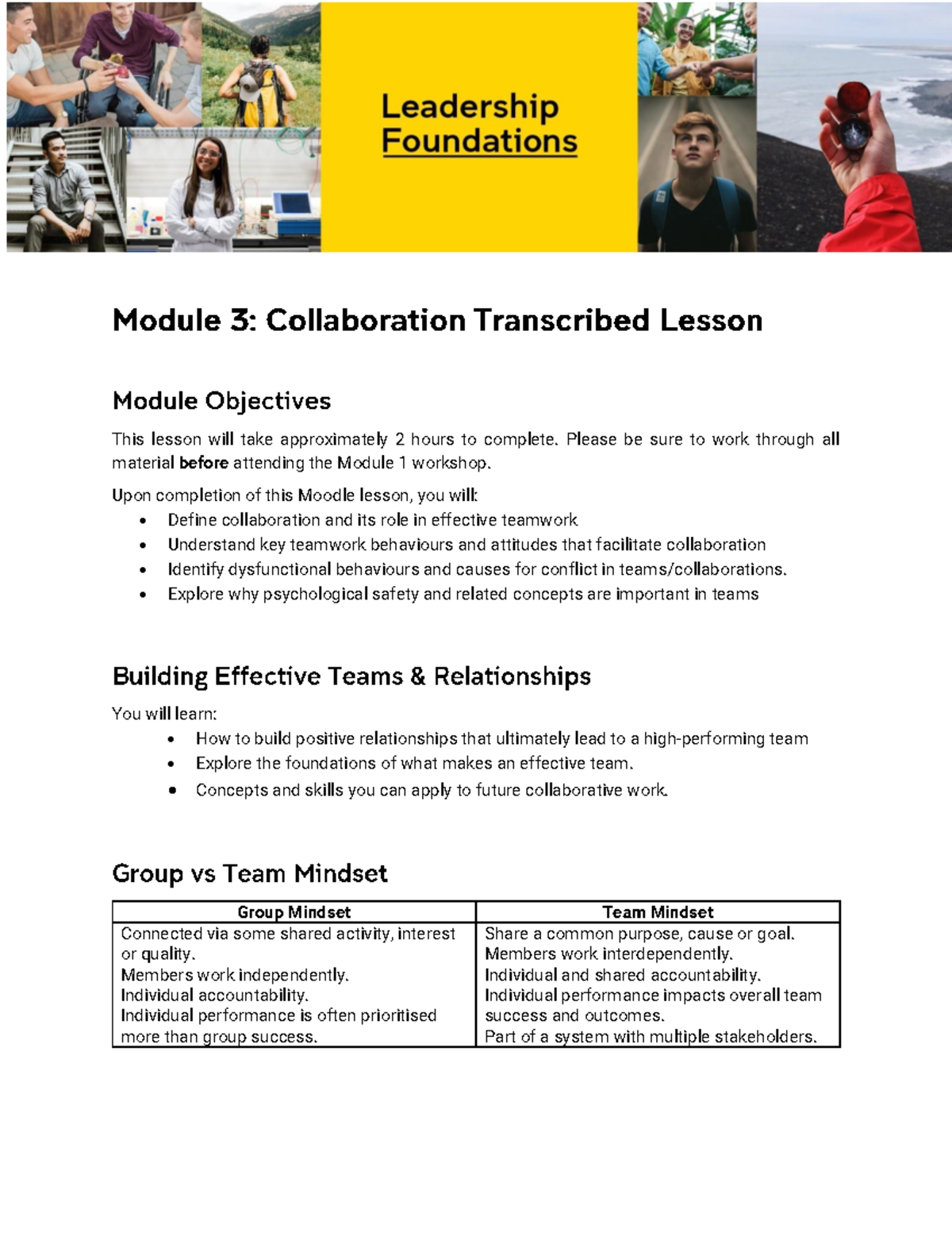 M3 Collaboration Lesson: Building Effective Teamwork Skills - Studocu