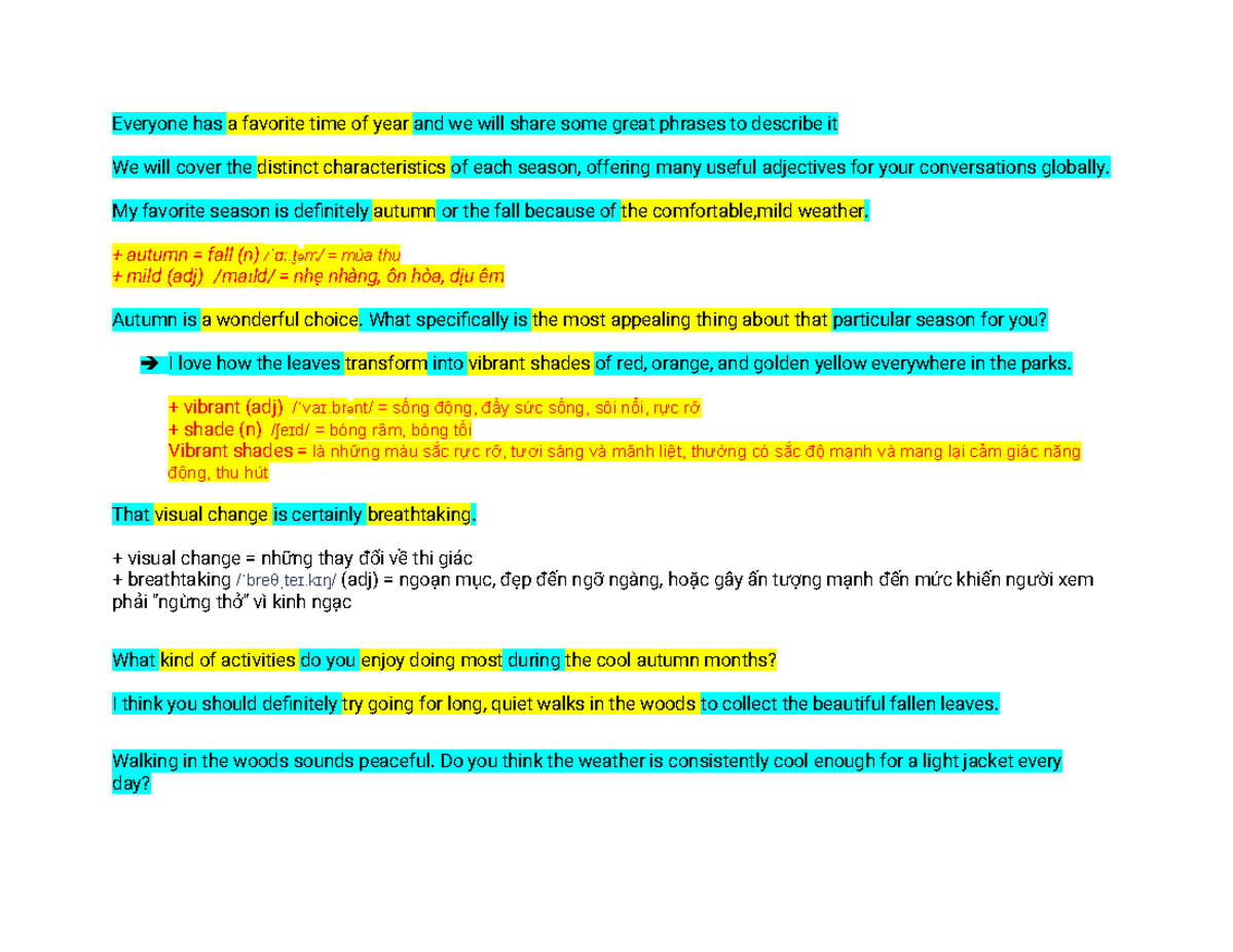 Describing Seasons: Adjectives and Activities for Each Time of Year ...