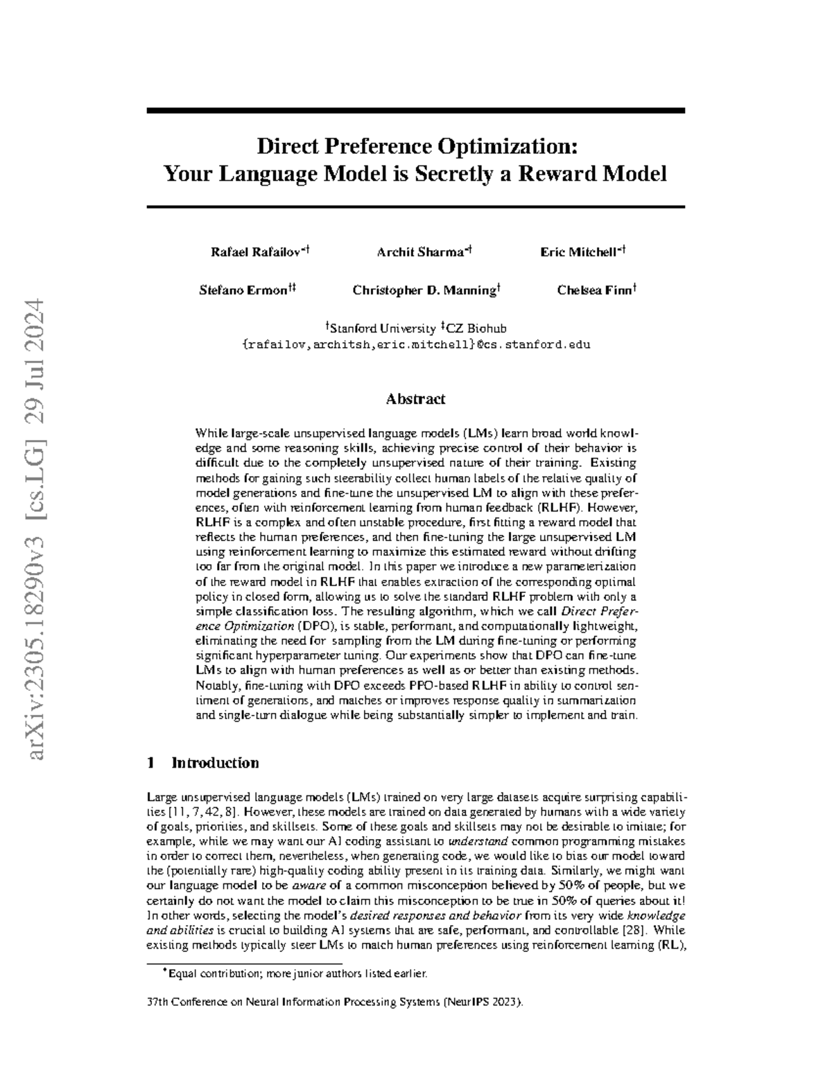 Direct Preference Optimization (DPO) for Language Models: A New Approach - Studocu