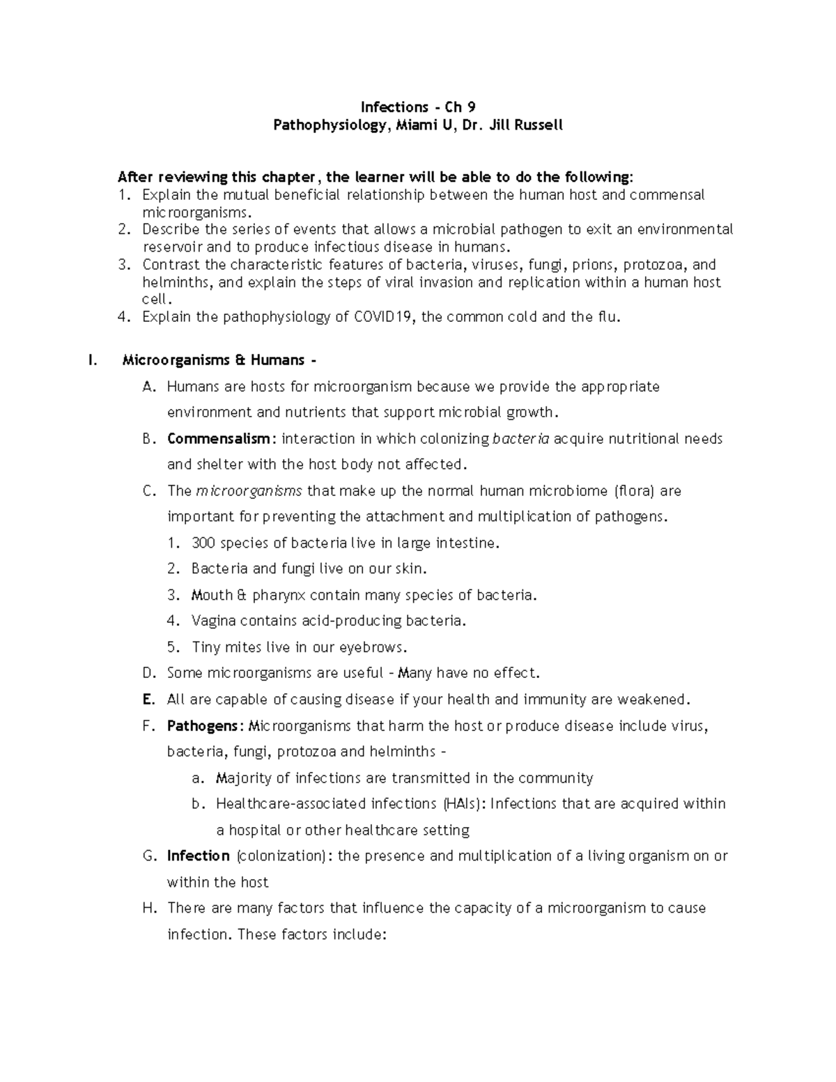 Infectious Diseases & Immune Response: Pathophysiology Notes (Ch 9 ...
