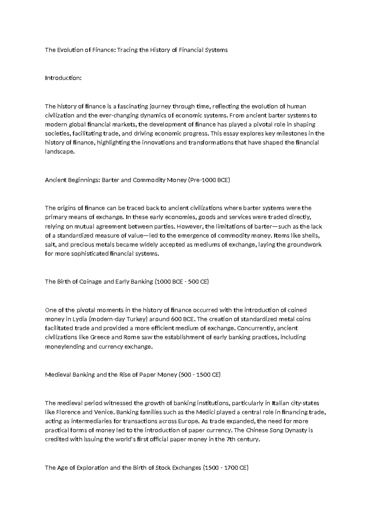 The Evolution of Finance: A Historical Overview of Financial Systems ...