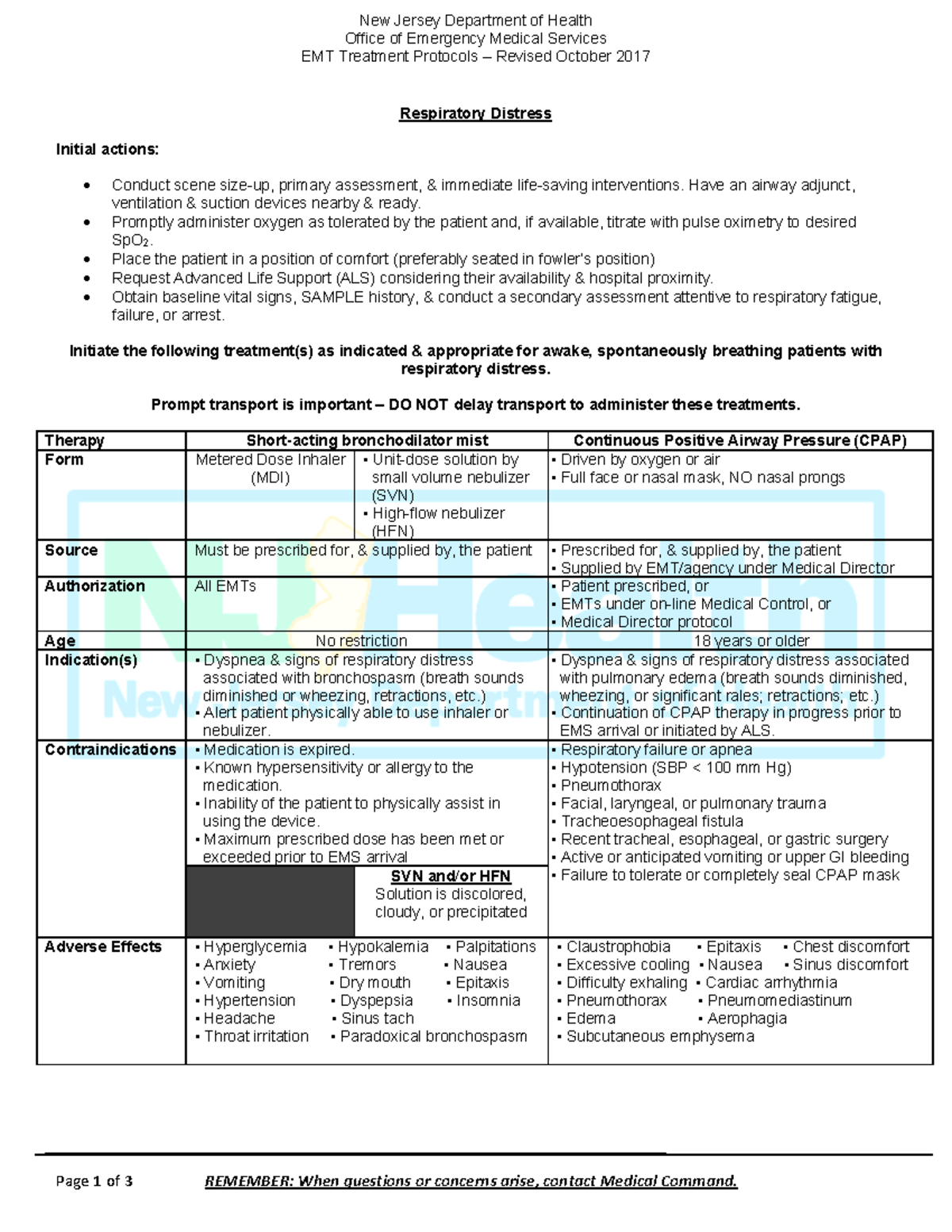EMT Treatment Protocols for Respiratory Distress & Anaphylaxis in NJ ...