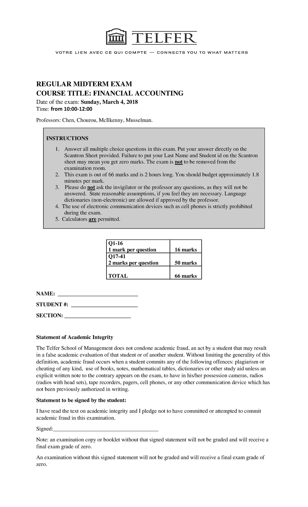 Financial Accounting Practice Midterm Exam ADM1340 Details and ...