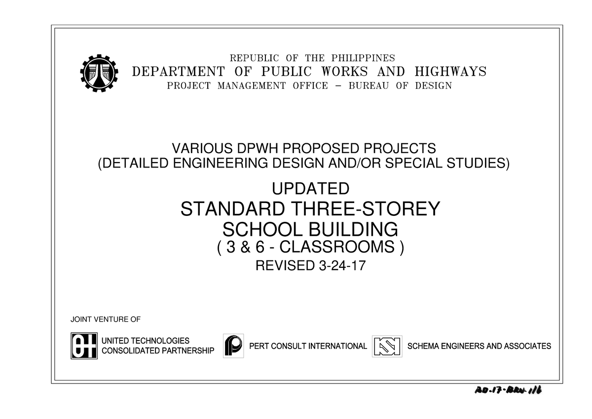 Standard Three-Storey School Building Design (DPWH) with Roof Details ...