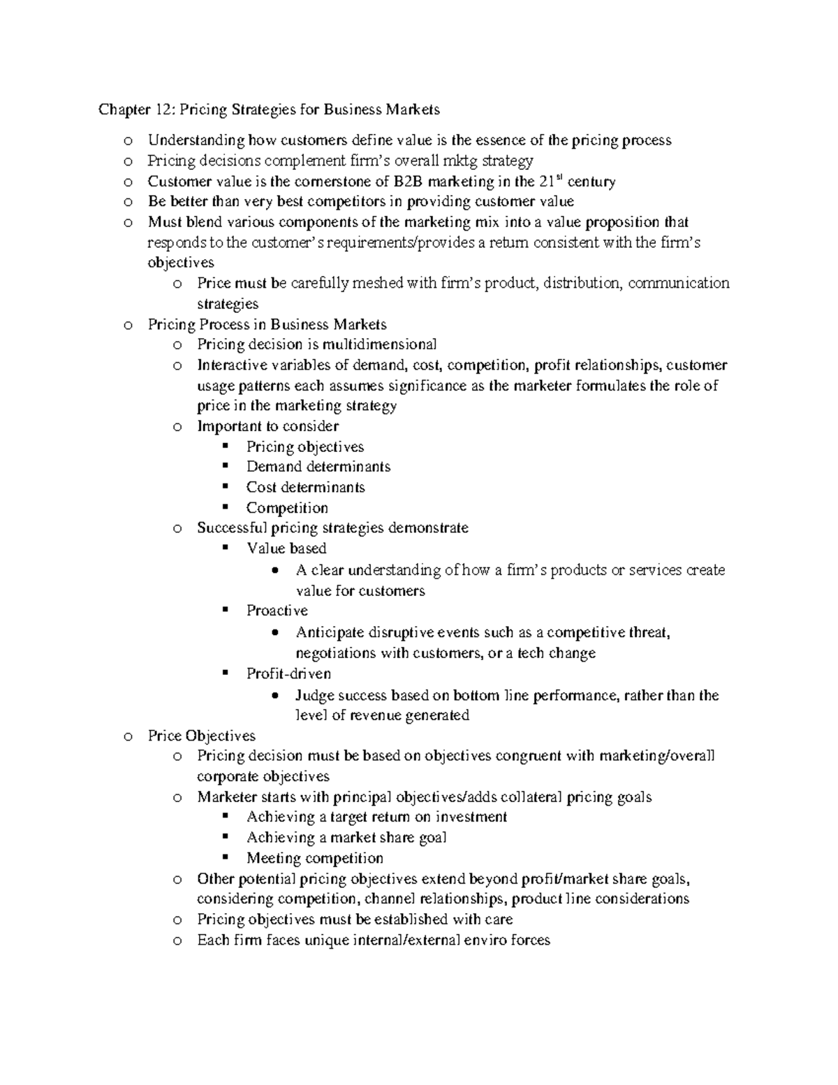 MKTG 336 - lecture notes for class - Chapter 12: Pricing Strategies for ...