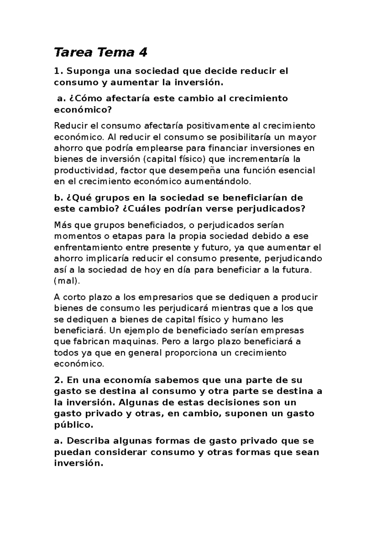 Tema 4 - Producción y Crecimiento: Renta, Productividad y Desarrollo Económico - Studocu