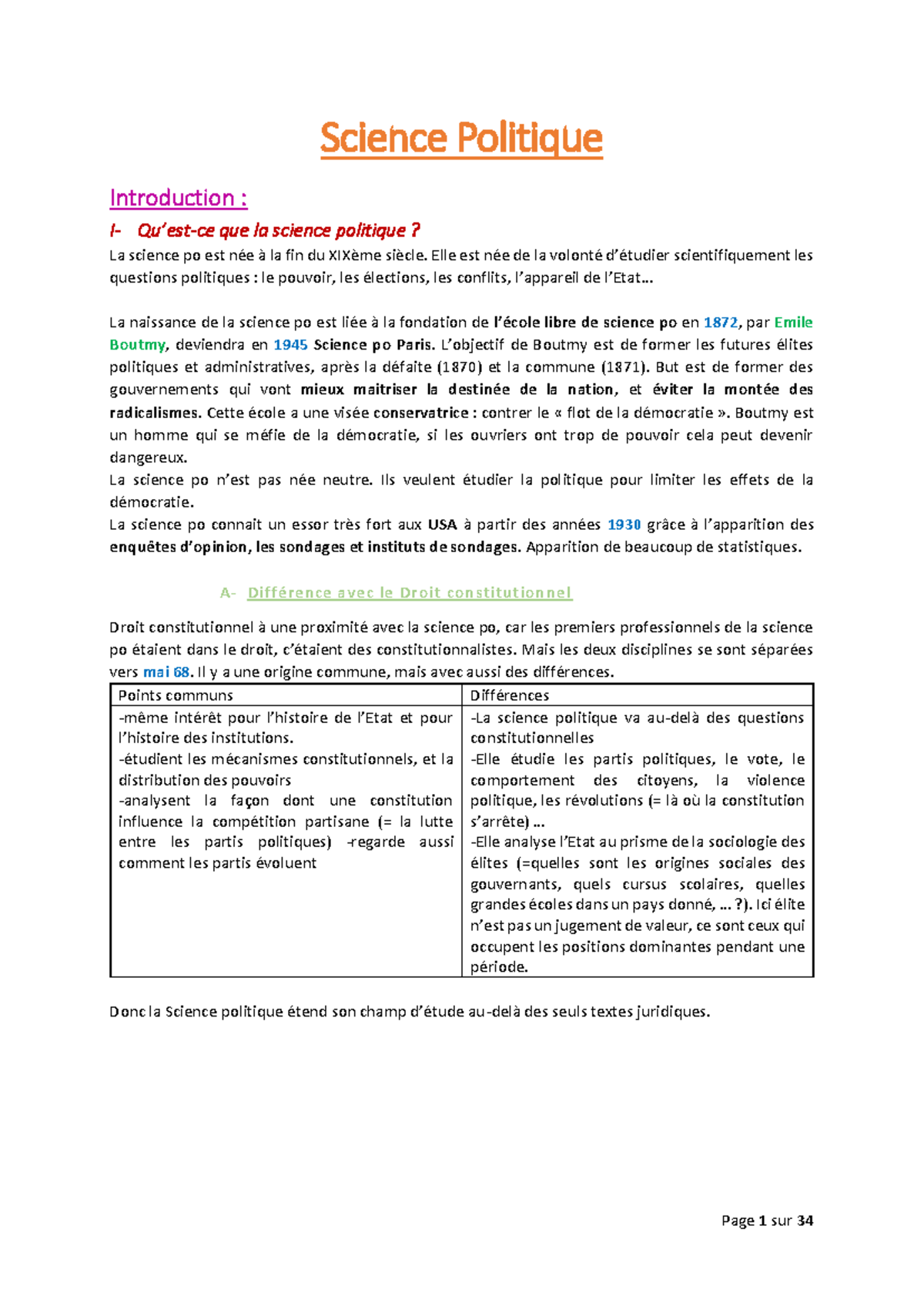 CM science po S1 - Science Politique Introduction : I- Qu’est-ce que la ...