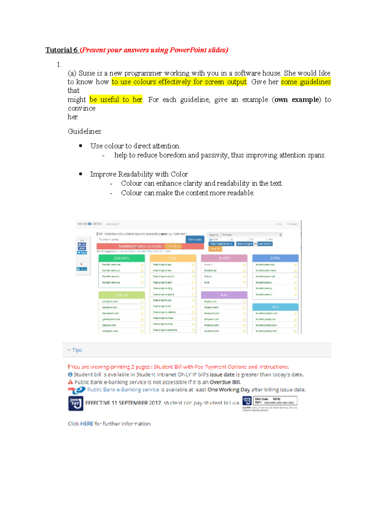 Tutorial 6 - TUT - Tutorial 6 (Present your answers using PowerPoint ...