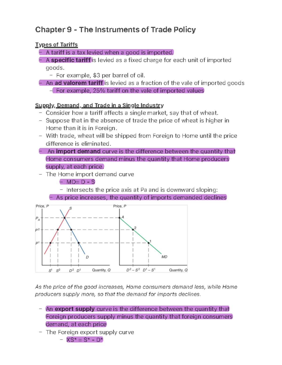Chapter 9 - Trade Policy Instruments: Tariffs, Quotas & Subsidies - Studocu