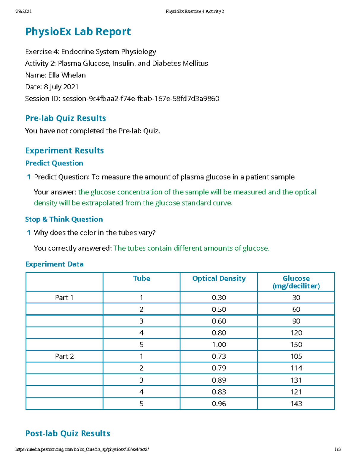 PhysioEx 10.4: Endocrine System Physiology - Activity 2 Summary - Studocu
