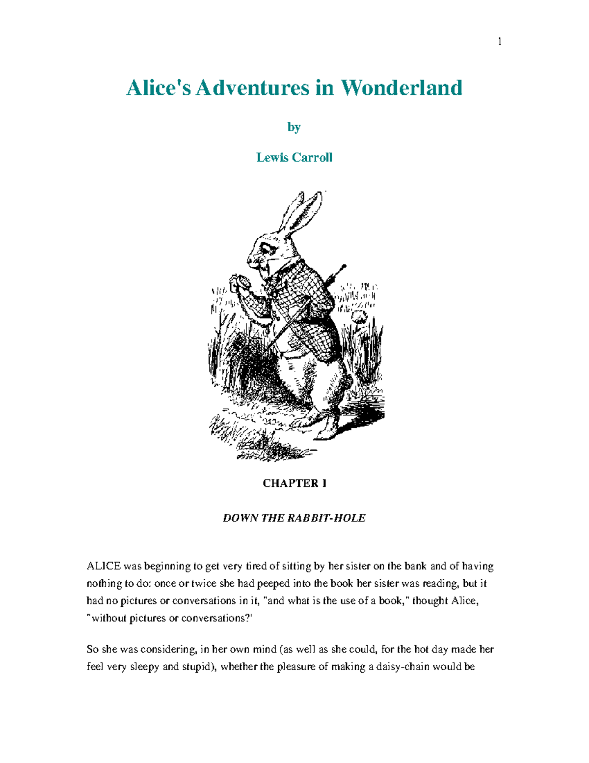 Alice's Adventures in Wonderland: Chapter Summaries & Analysis - Studocu