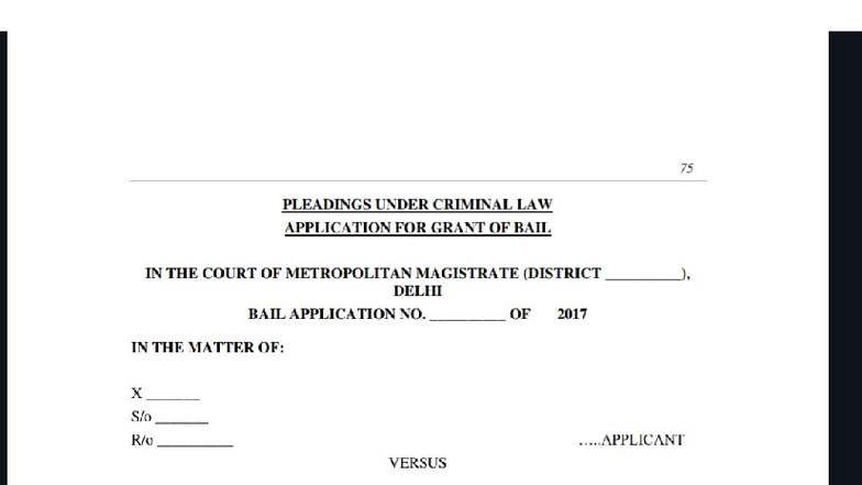 Application for Grant of Bail & Maintenance Under CrPC 1973 - Studocu