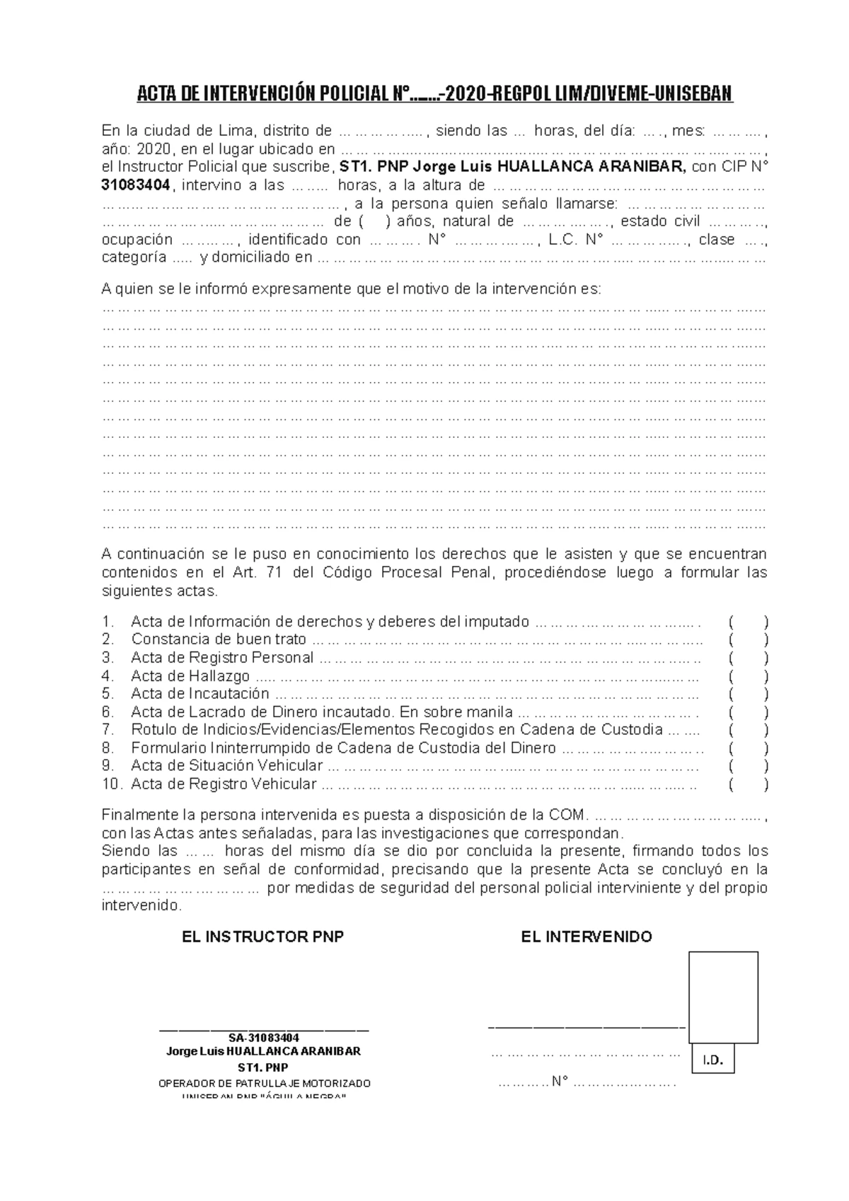 Informe Policial 2024 - Yury Toscano Jurispol - INFORME POLICIAL Nº ...