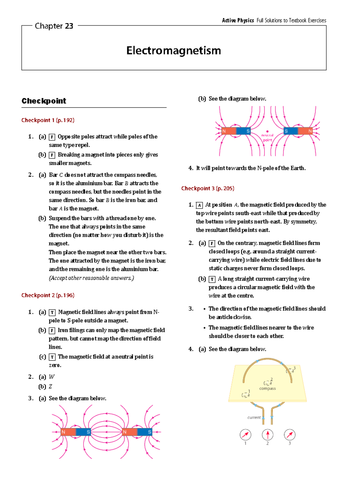 Physics 223: Electromagnetism Full Solutions and Checkpoints - Studocu