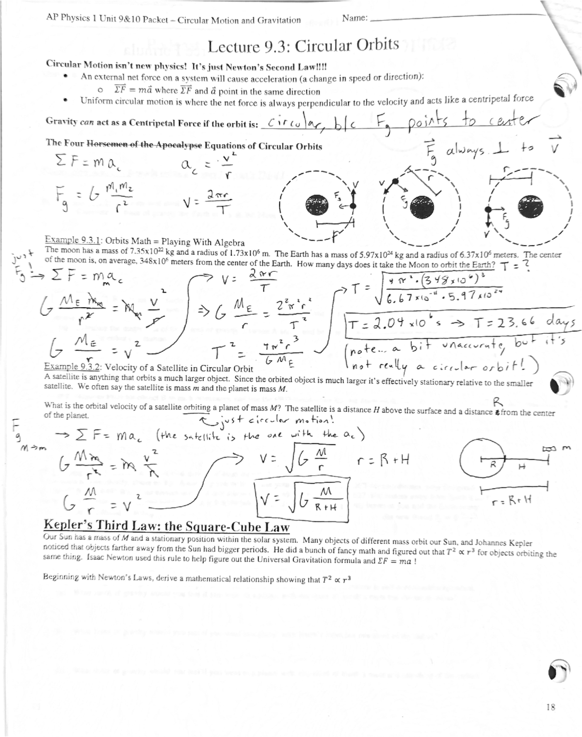 Lecture 9.3 pt. 2 - kjbkjb - AP Physics 1 Unit Packet Circular Motion ...