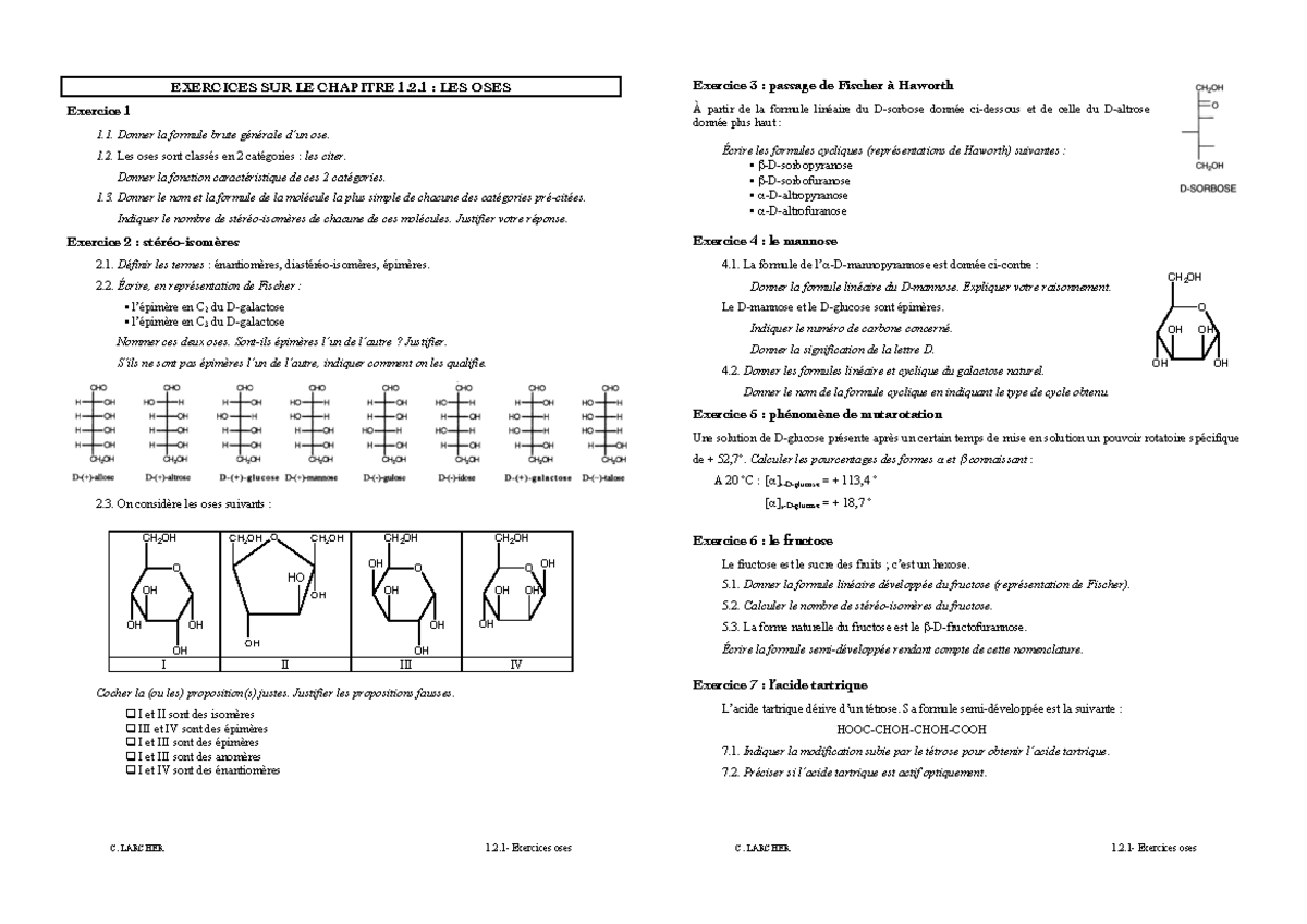 1 - EXPLECITER - C. LARCHER 1.2- Exercices oses EXERCICES SUR LE CHAPITRE 1.2 : LES OSES ...