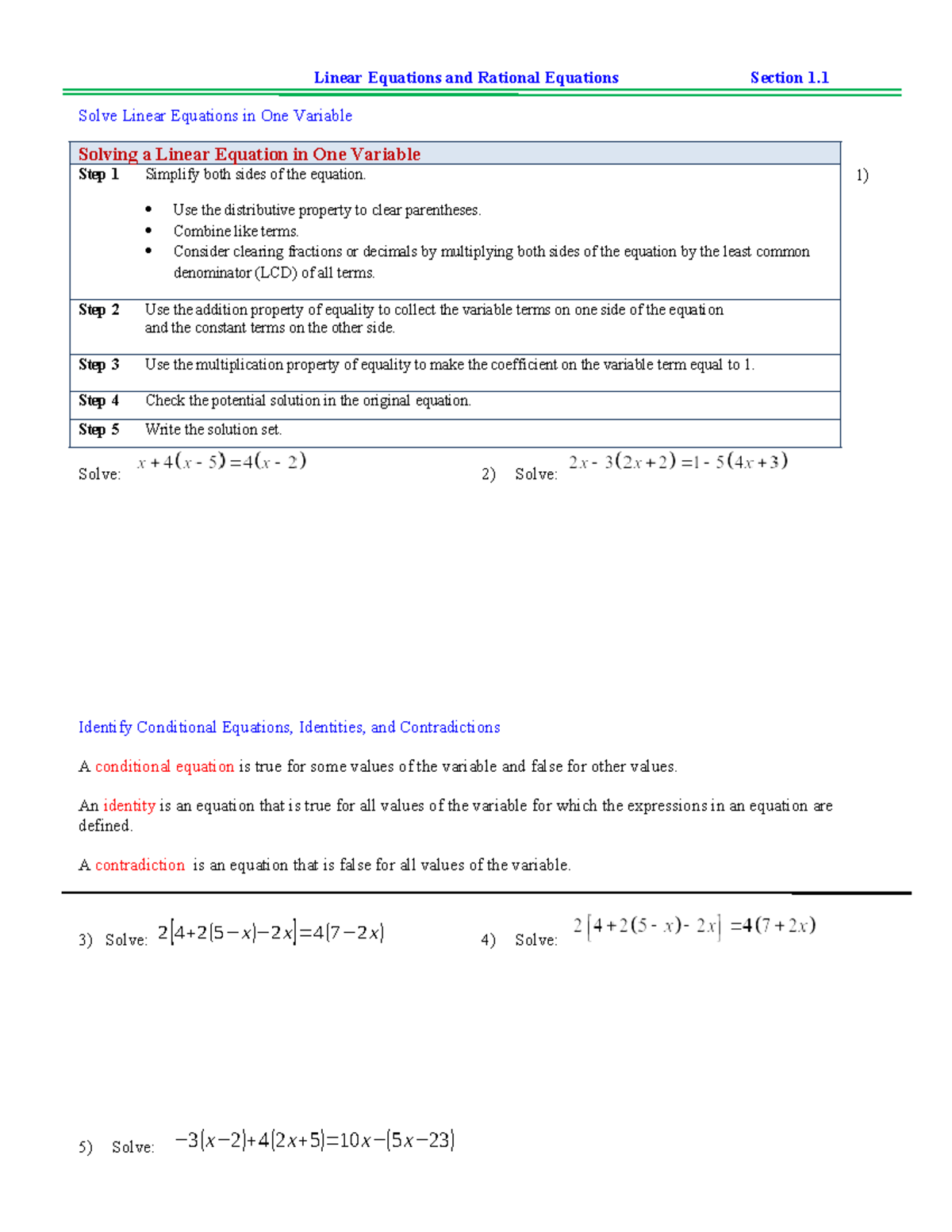Linear & Rational Equations: Solving Techniques (MATH 101) - Studocu
