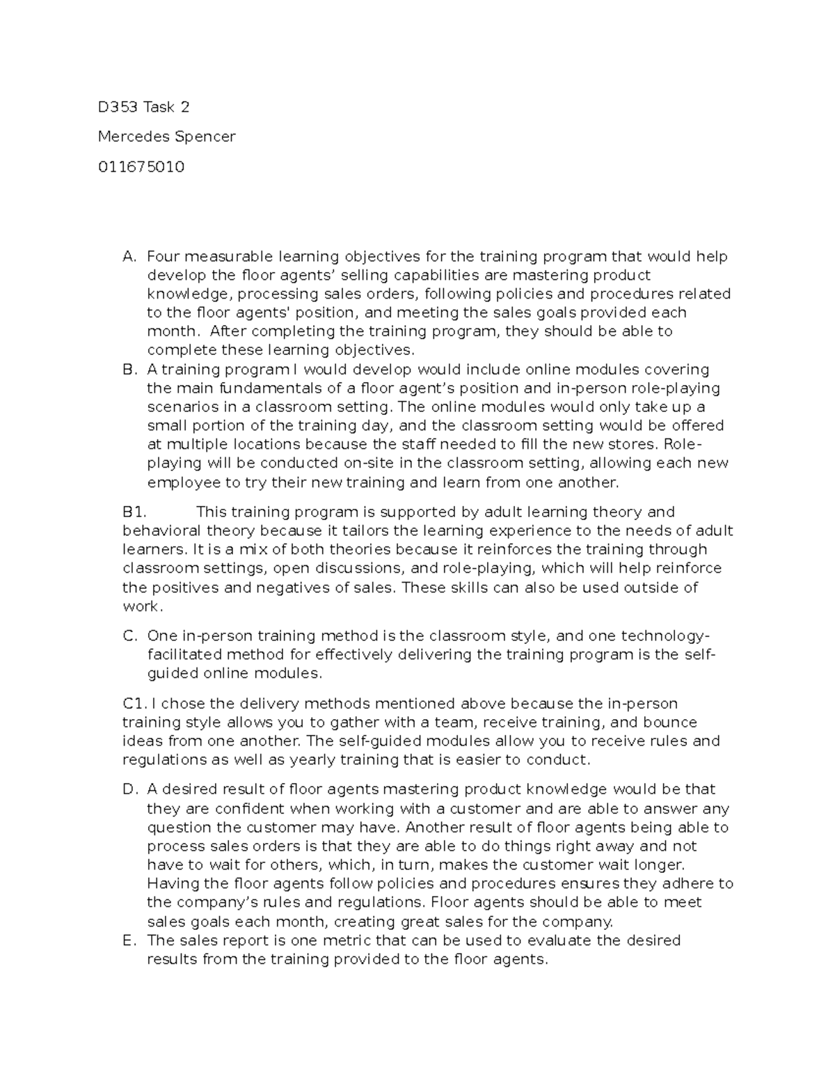 D353 Task 2 M Spencer - Task 2 - D353 Task 2 Mercedes Spencer 011675010 ...