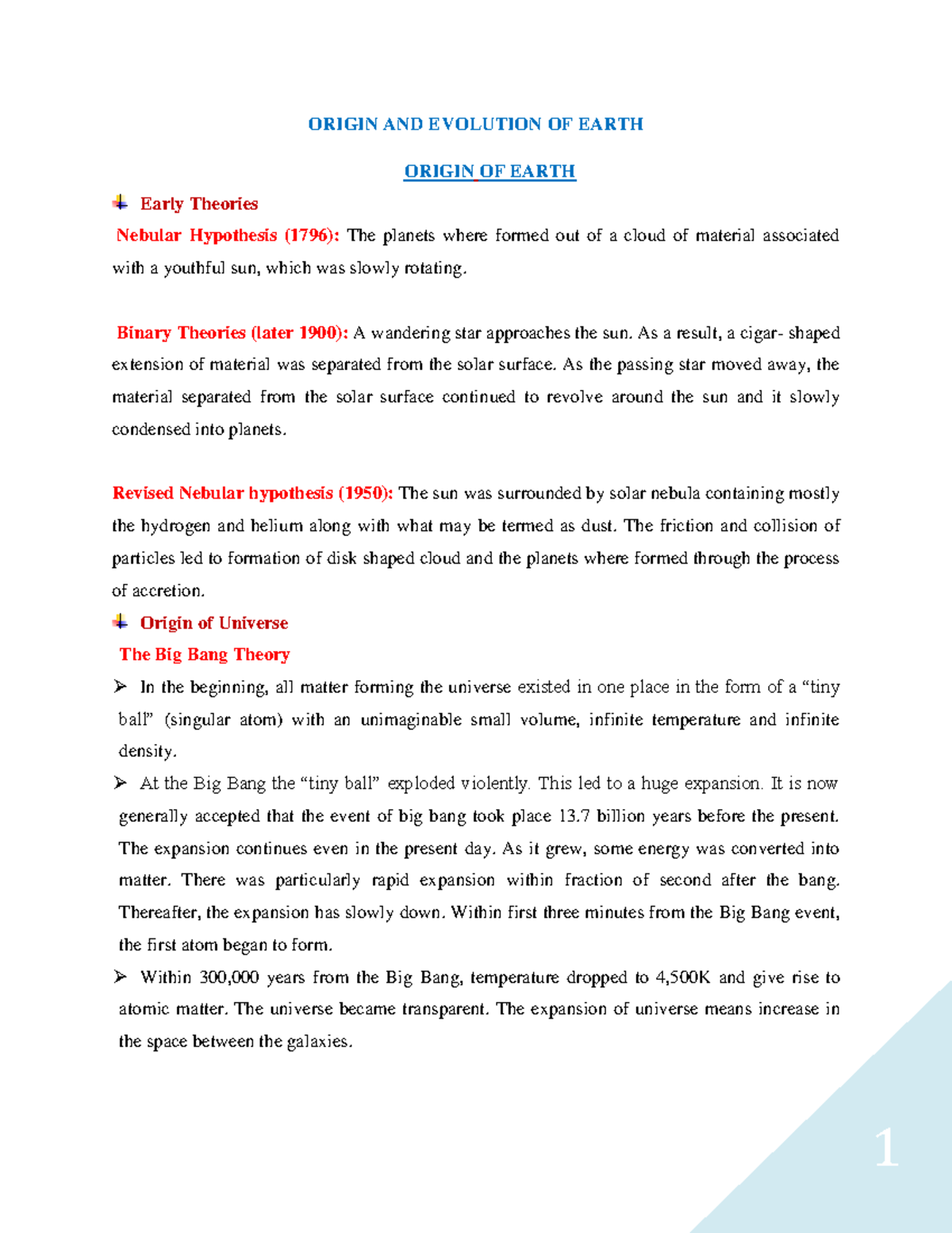 Origin AND Evolution OF Earth - ORIGIN AND EVOLUTION OF EARTH ORIGIN OF ...