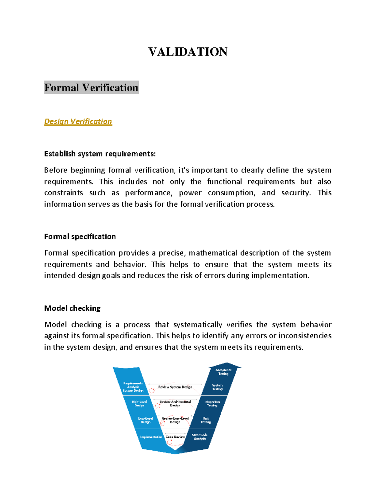 Validation 5 - Embedded Systems - VALIDATION Formal Verification Design Verification Establish ...