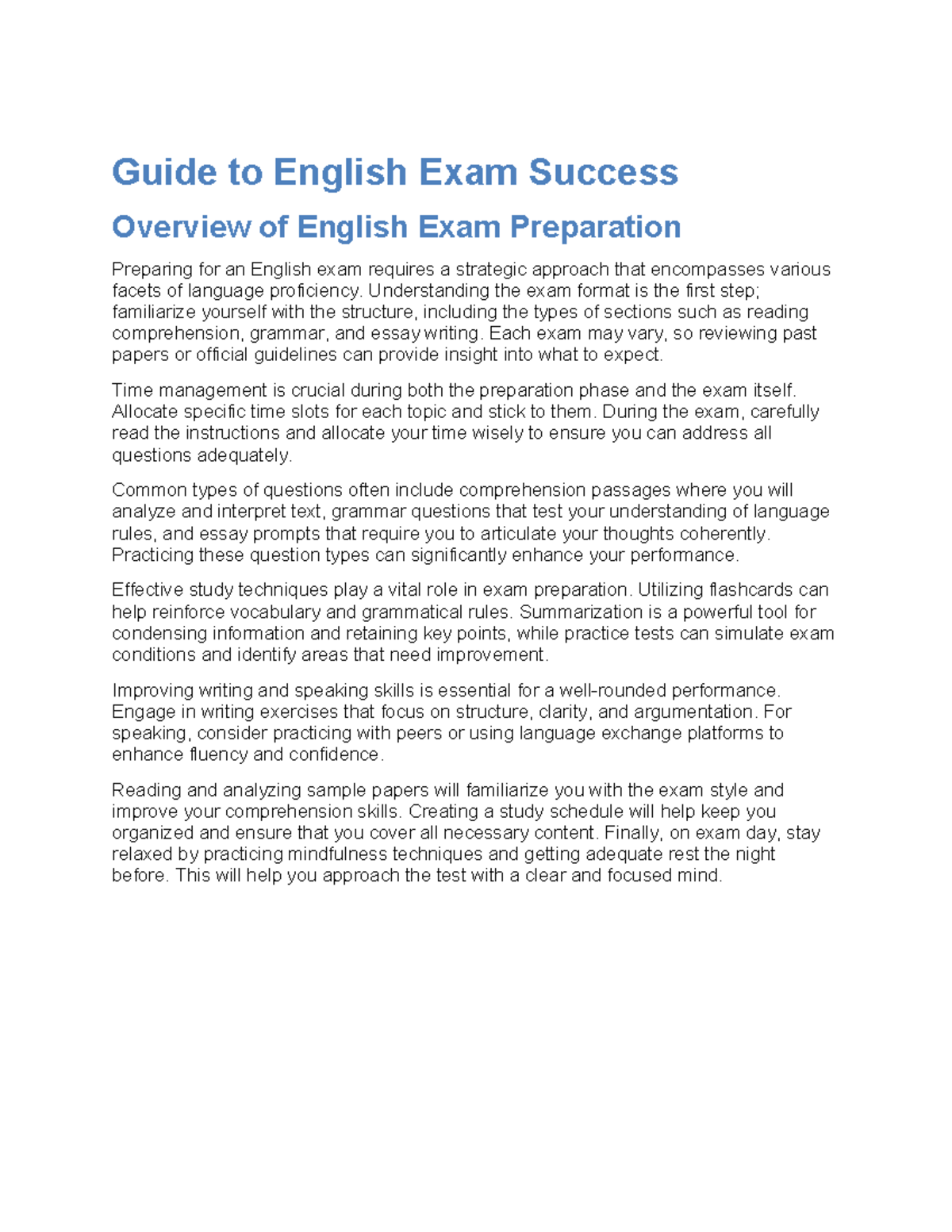 Guide to English Exam Success - Guide to English Exam Success Overview ...
