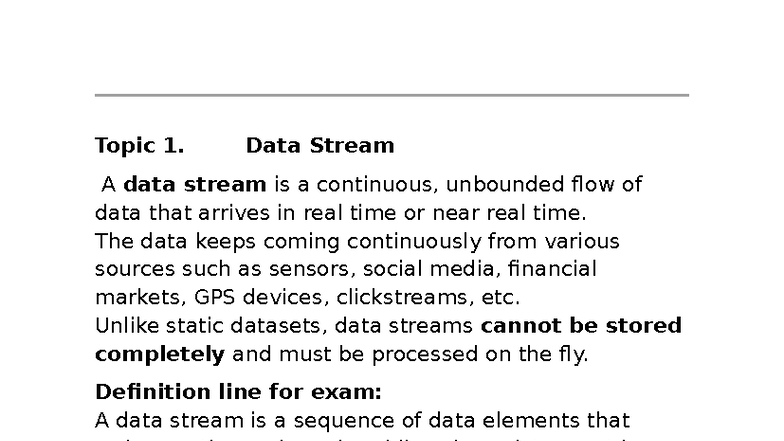 Data Analytics Unit 3: Mining Data Stream Notes - Studocu