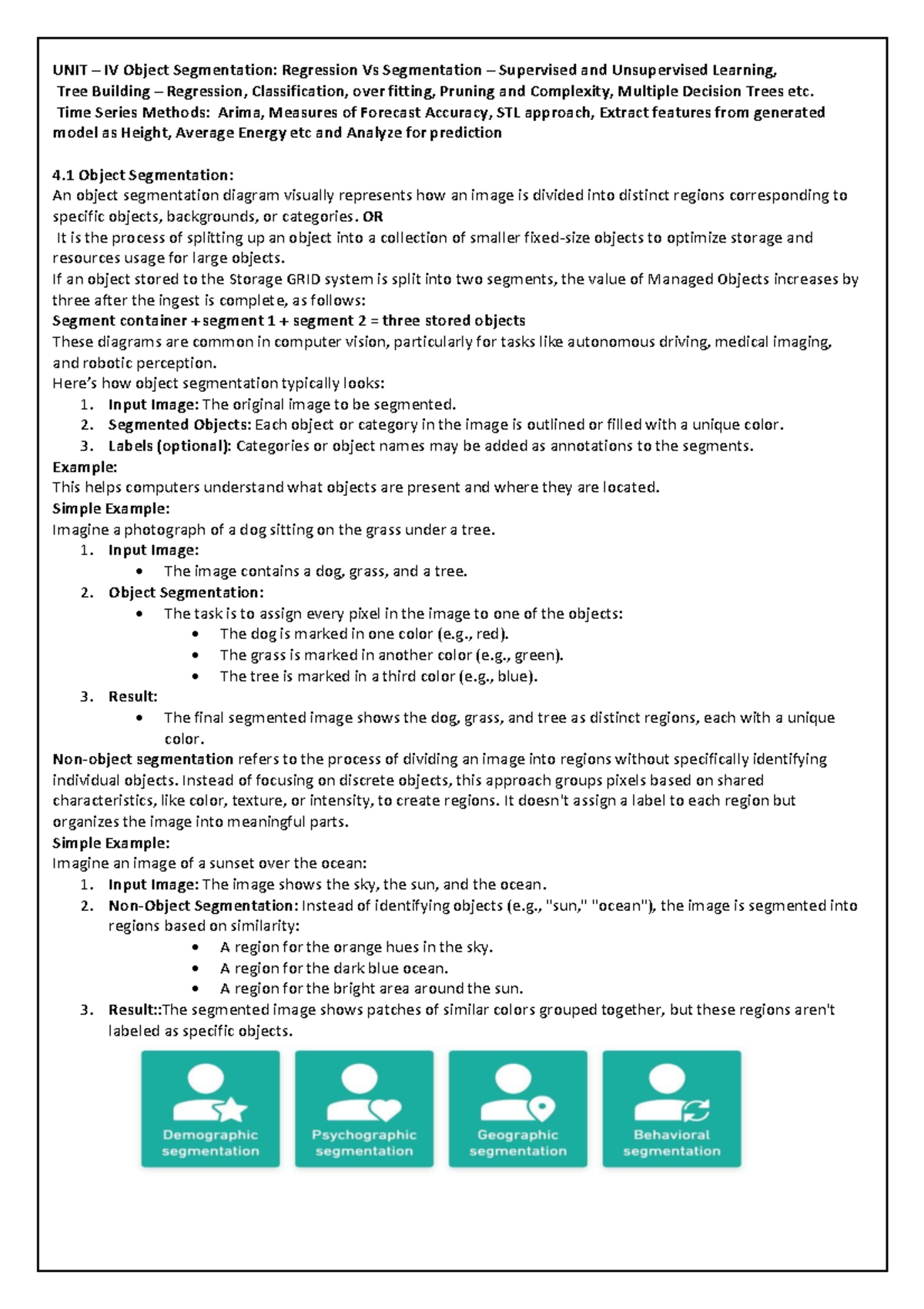 UNIT 4 Data Analytics - DA Unit-4 Object Segmentation & Learning Methods - Studocu