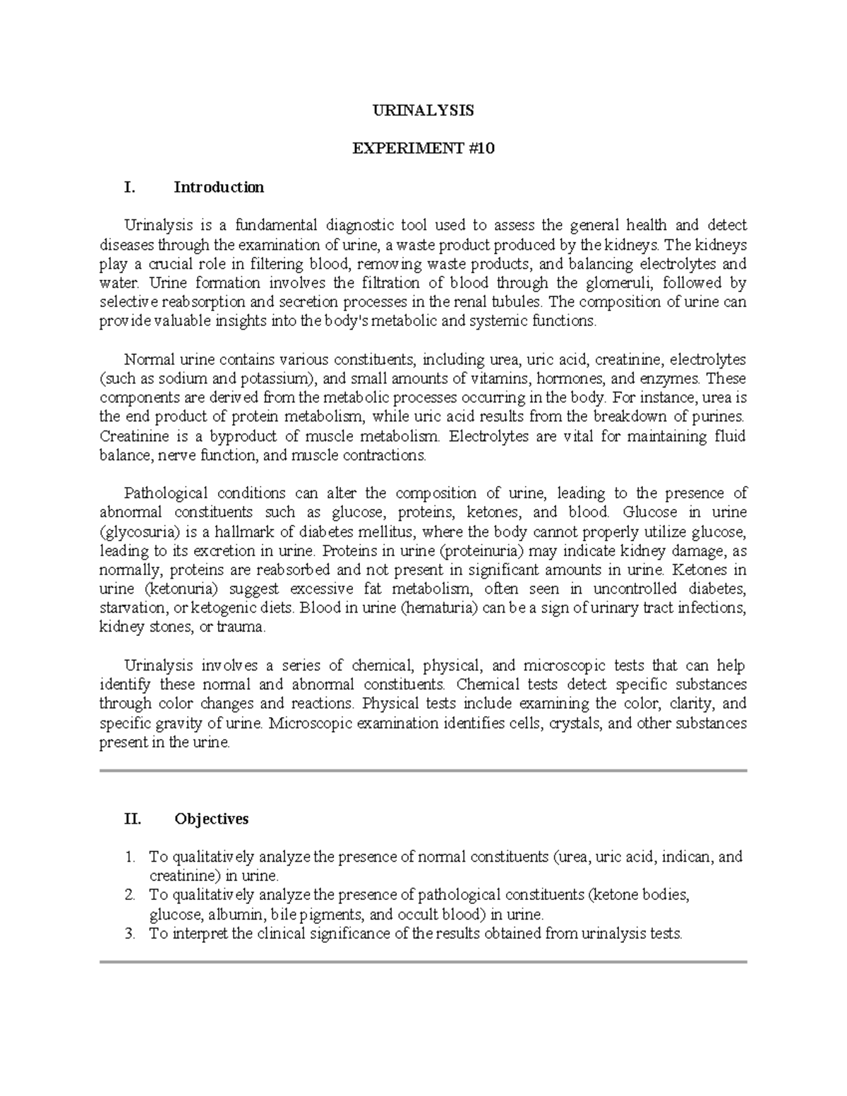 Urinalysis Lab Report: Comprehensive Examination Results and Analysis ...