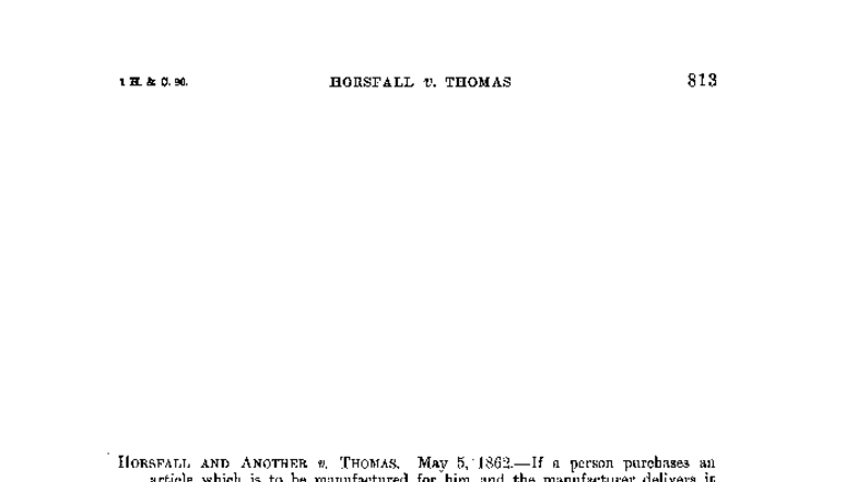 Horsfall v. Thomas: Case Analysis and Legal Implications (158 ER 813 ...
