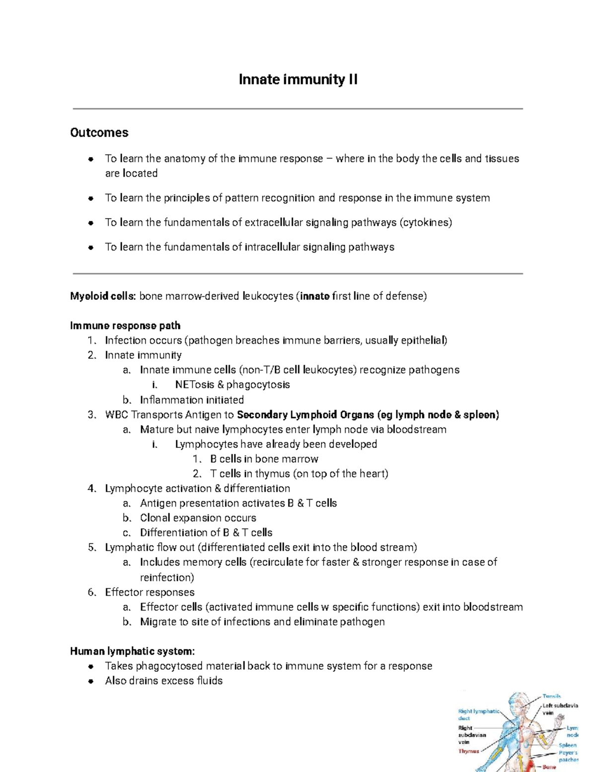 Micro Imm 2500: Innate Immunity II Overview and Key Concepts - Studocu
