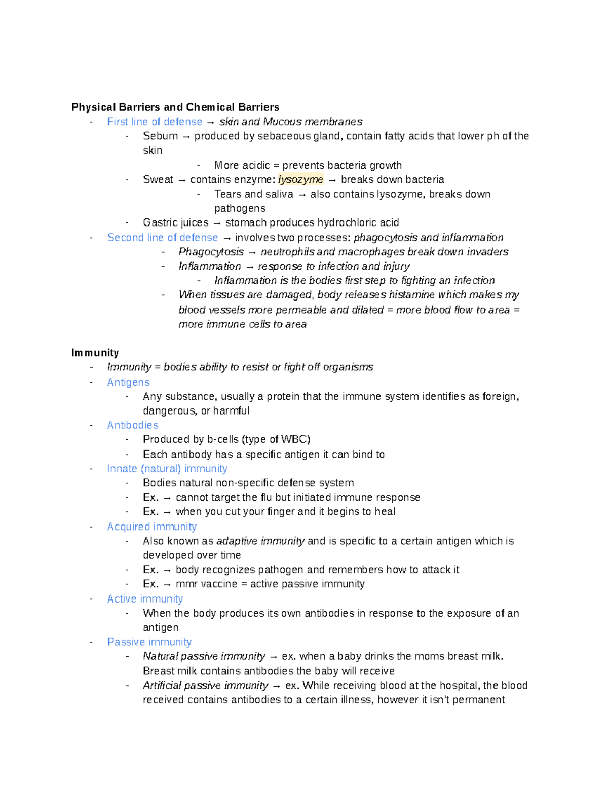 5 - Lecture Notes on Physical and Chemical Barriers in Immunity - Studocu