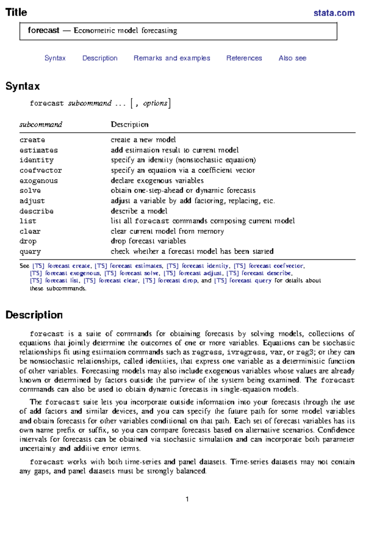 Forecasting Econometric Models with Stata: A Comprehensive Guide - Studocu