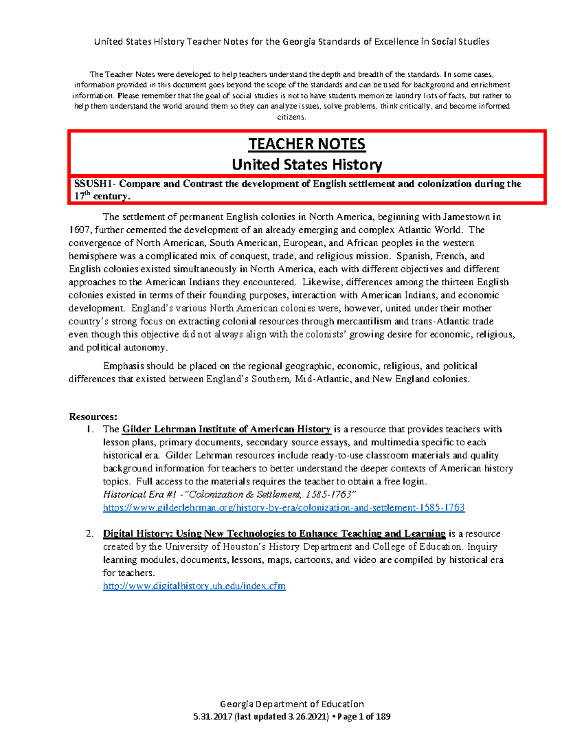 US History Teacher Notes: SSUSH4 on American Revolution & Colonization ...