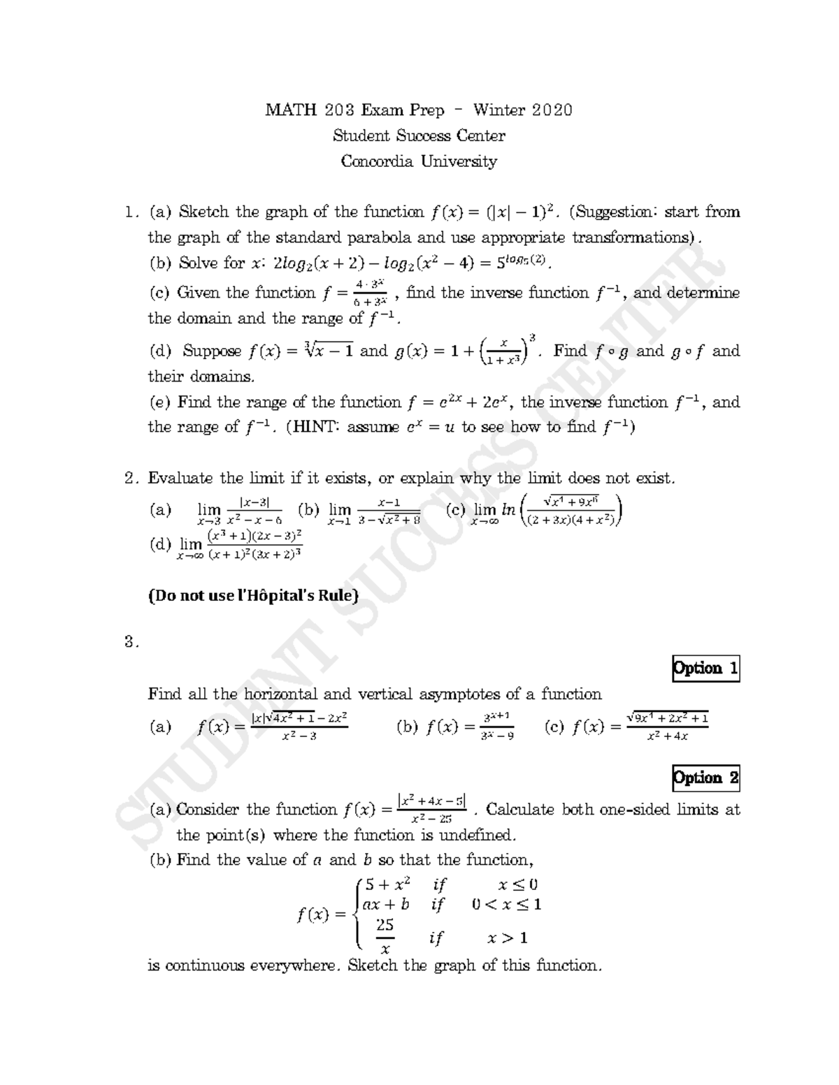 MATH 20 Final Exam Prep Guide - Winter 2020 Insights - Studocu