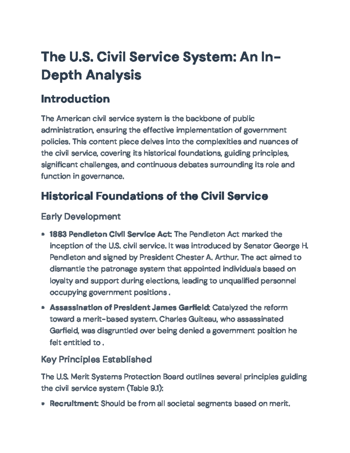 The U.S. Civil Service System: Historical Foundations & Current ...