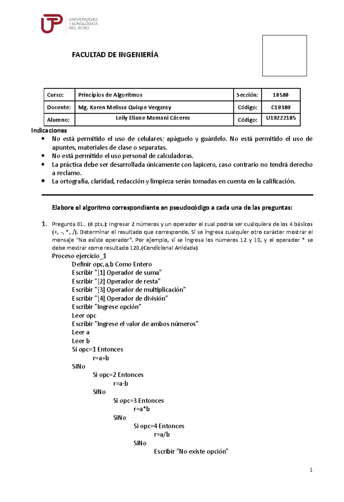 PC2 Algoritmos: Ejercicios de Pseudocódigo y Descuentos Estudiantiles - Studocu