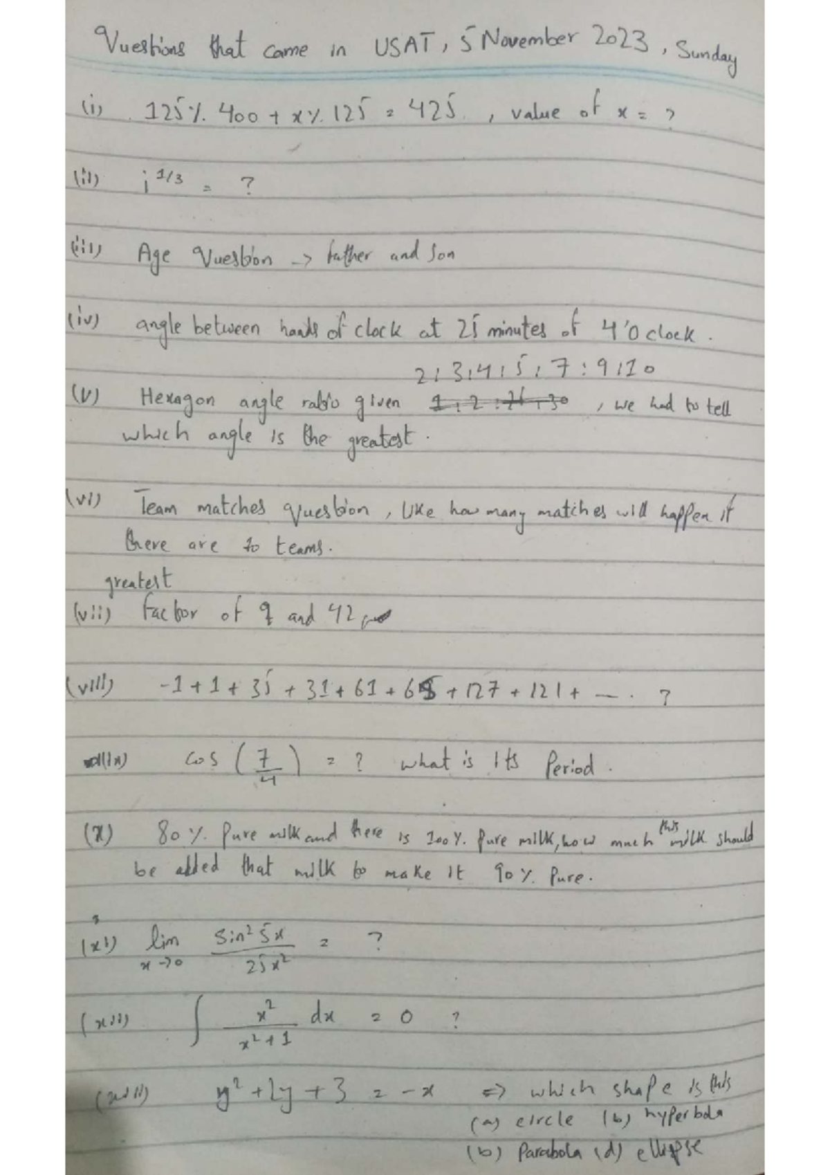 USAT Test MCQs - Questions from November 5, 2023 Exam - Studocu