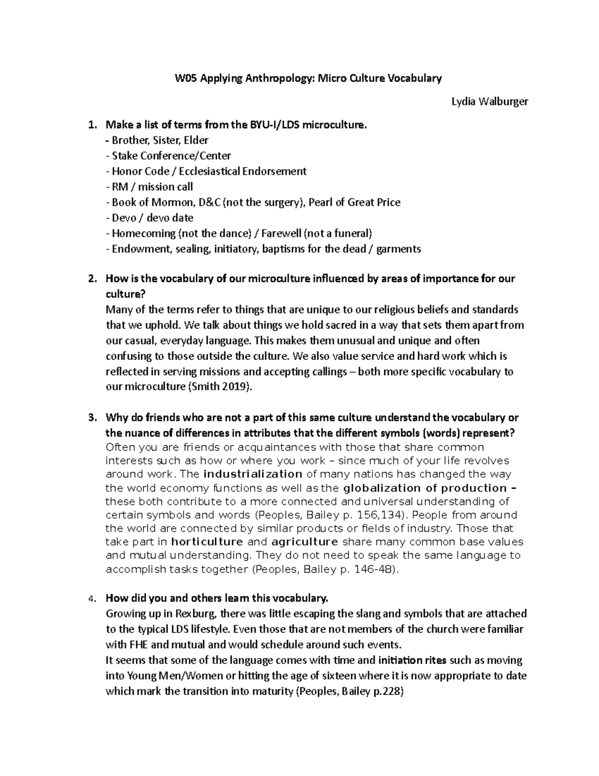 W05 Applying Anthropology: Understanding Microculture Vocabulary - Studocu